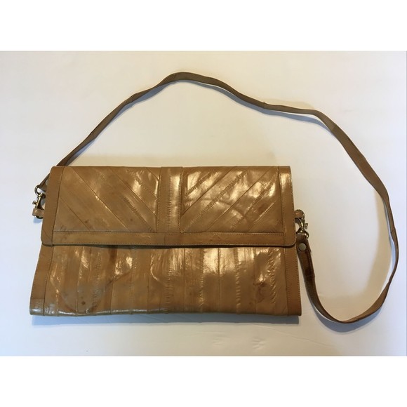 Lee Sands | Bags | Lee Sands Eel Skin Purse Cream Tan | Poshmark